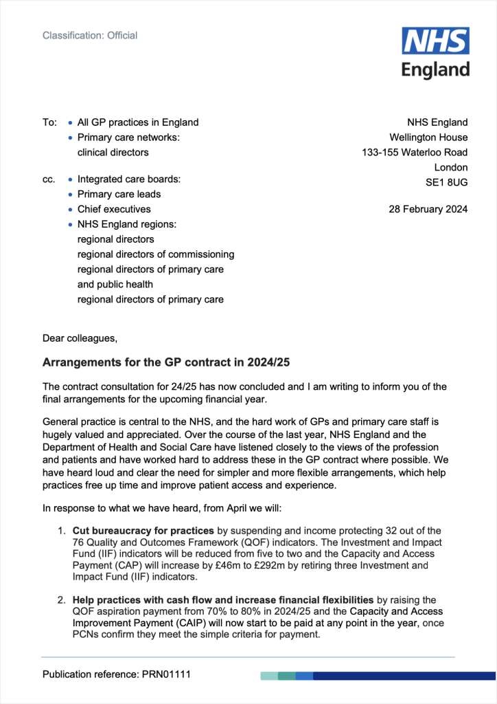 Opinion: A General Practice Leader’s Thoughts on the GP Contract Letter ...